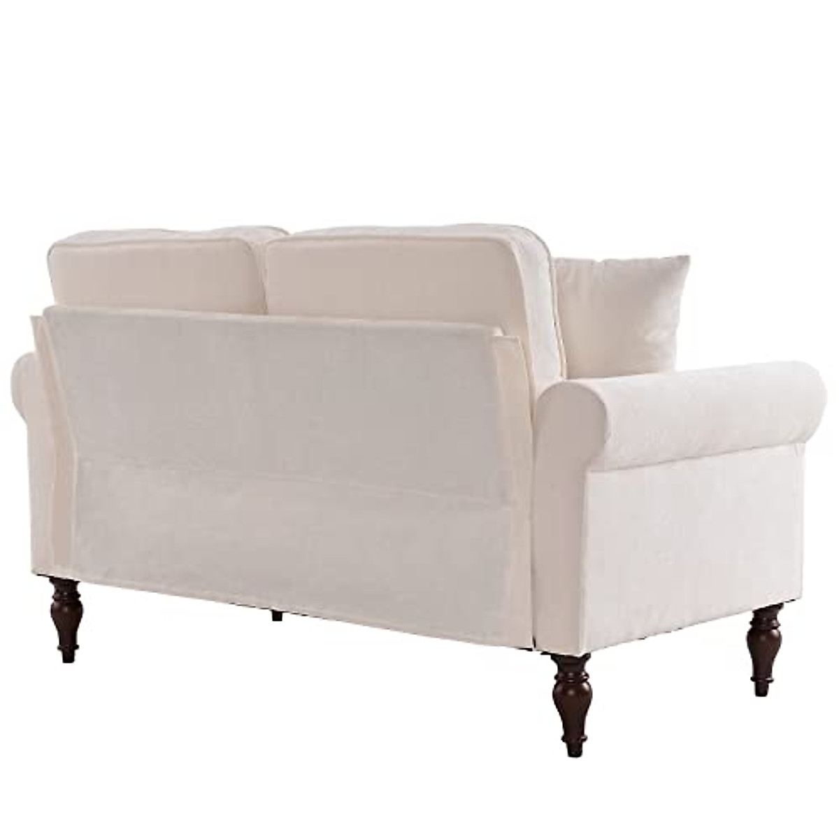 Chenille Upholstered Sofa XL Deep Seat, Single Sofa Chair/2 Seats Loveseat Couch, Rolled Armrest Solid Wood Gourd Feet Modern Accent Sofas & Couches (Beige, Sofa 2-Seater with 2 Pillows)