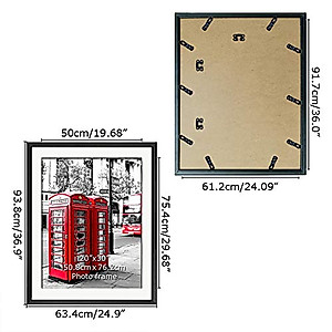Giftgarden 24x36 Poster Frames Matted to Display 20x30 Photo, 4 Pack 24 by 36 Inch Black Picture Frame Set Without Mat, 20 by 30 Wall Arts with Mat