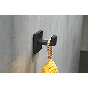 Hiendure 4 Pack Matte Black Robe Hook Wall-Mounted Towel Hook Coat Hanger for Bathroom Bedroom Kitchen