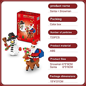 LONTIME Christmas Building Block Set-New 2024 Santa Claus and Snowman Character Set, Christmas and Birthday Gifts, Suitable for Children Over 9 Years Old (720 Pieces)