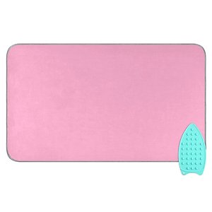 Kigai Plain Carnation Pink Solid Color Ironing Mat - with 3mm Padding & Silicone Iron Rest, Quilting & Travel Portable Ironing Pad, Quilted Washer Dryer Heat Resistant Pad 47 X 27.6 Inch