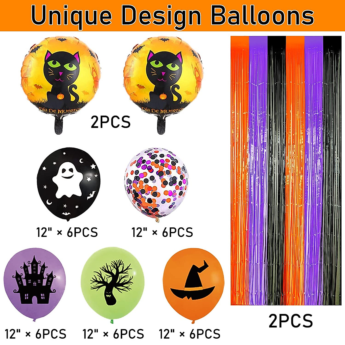 Halloween Birthday Party Decorations Halloween Birthday Banner Halloween Tablecloth Backdrop Banner Tinsel Fringe Foil Curtains Latex Balloons Cake Toppers for Kid Halloween Theme Birthday Party Decor