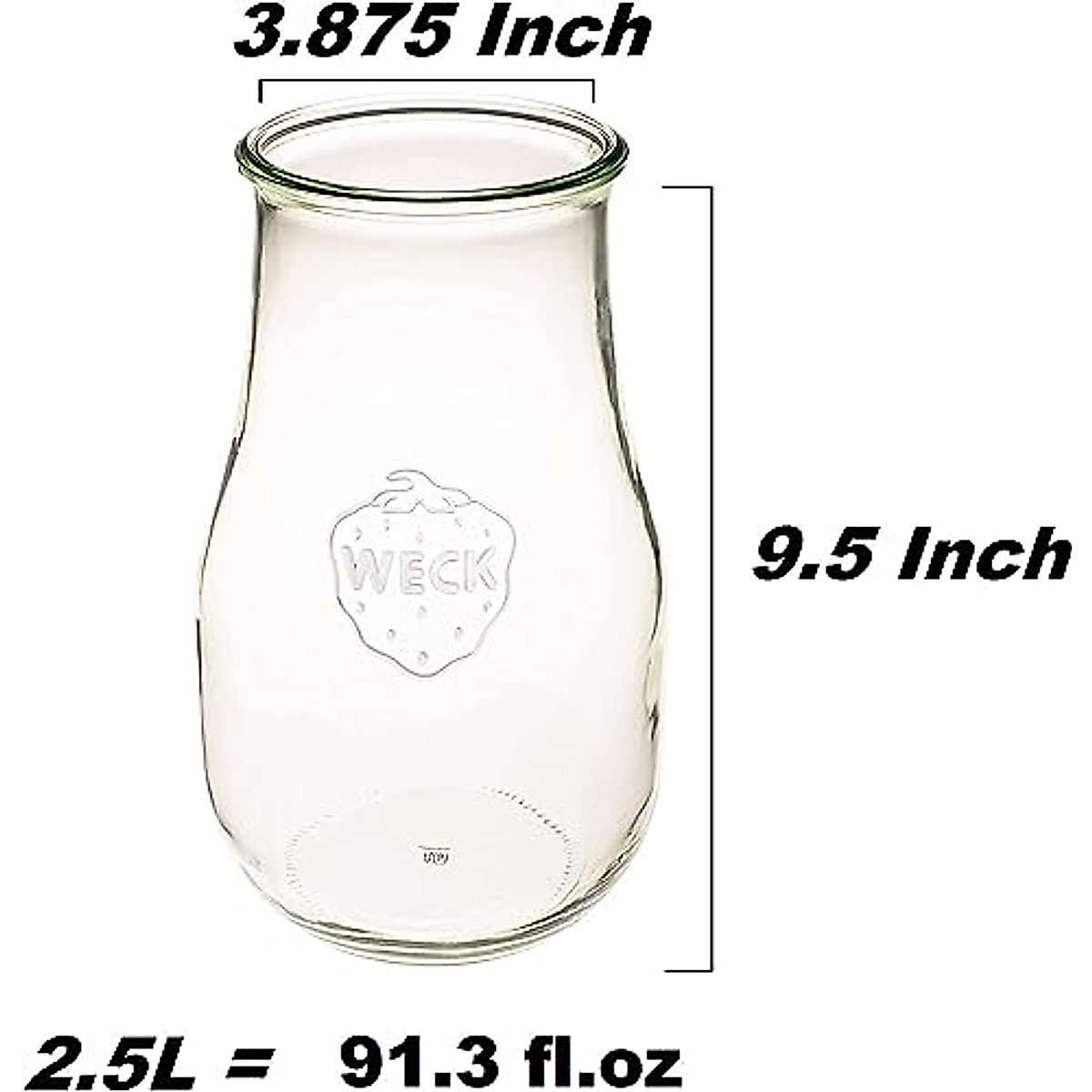 Weck Jars - Weck Tulip Jars 2.5 Liter - Sour Dough Starter Jars - Large Glass Jars for Sourdough - Starter Jar with Glass Lid - Tulip Jar with Wide Mouth - Suitable for Canning and Storage - 1 Jar