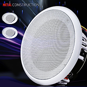 Facmogu 2PCS 8in White Ceiling Speaker Covers, Surface Mount Speaker Grill Mesh Round Speaker Grille Woofer Car Speaker Grill Cover Guard Protector Replacement Round Metal Grills