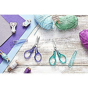 Beaditive Detail Craft Scissors Set (2 Pc.) Curved and Straight, Sharp, Compact | Sewing, Embroidery, Paper Cutting, Crafting | Stainless Steel | Protective Cover