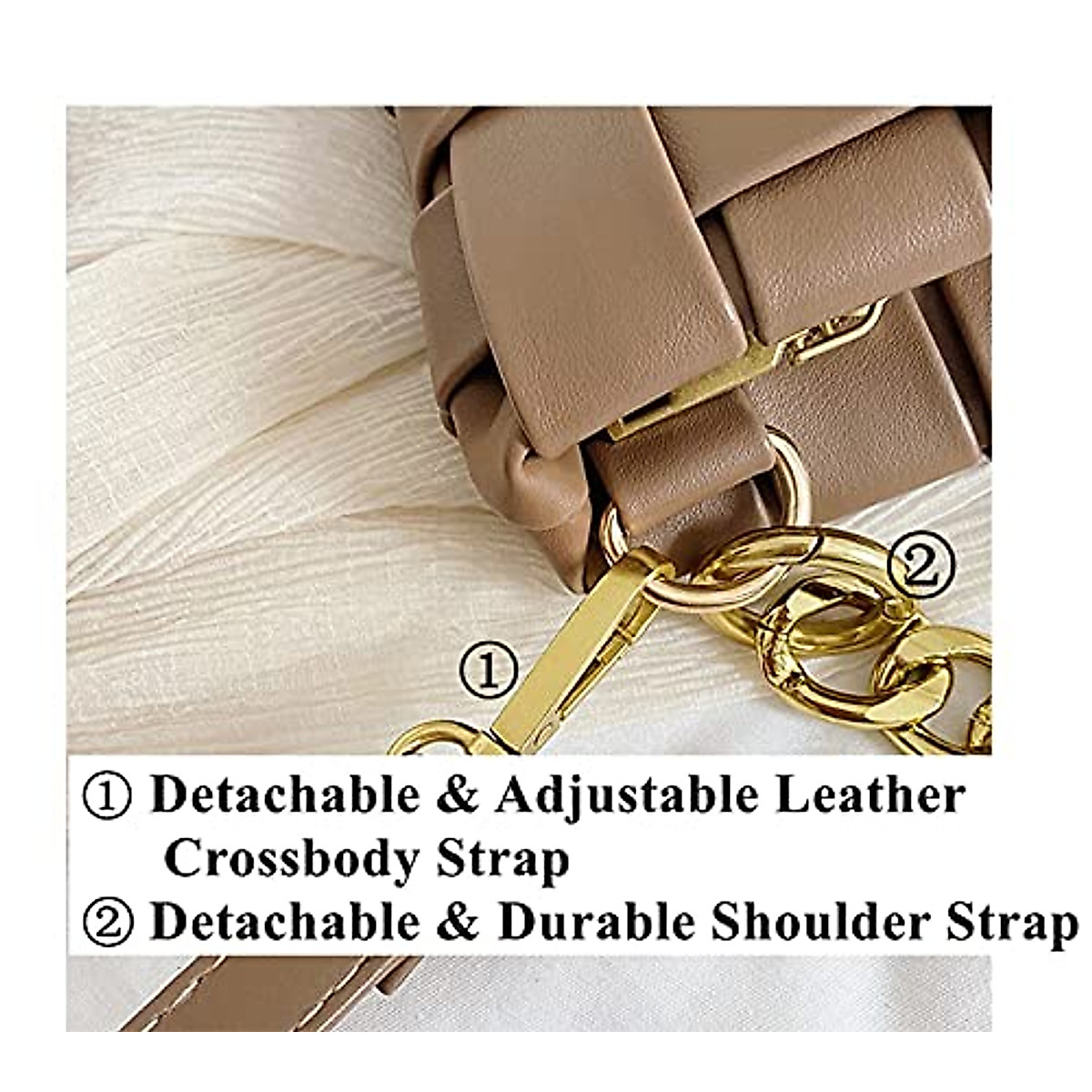 COFIHOME Women’s Braided Shoulder Bag Purses and Handbags Crossbody Flapper Braided Satchel Clutch Evening Bag (Brown)