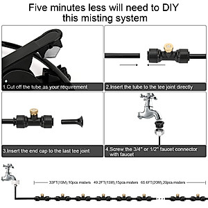 GMAULEE Misting Cooling System, DIY 33 FT(10M) Misting Line +10 Brass Mist Nozzles+ a Brass Connector(3/4'') Outdoor Mister System for Patio Waterpark Garden Trampoline Greenhouse