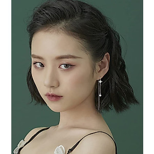 SLUYNZ Sterling Silver CZ Star Dangle Earrings for Women Teen Girls Long Dangle Earrings Threader Tassel (A-Silver)