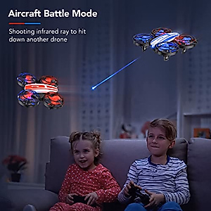 Potensic A21 Mini Drones for Kids, 2 Pack IR Battle Drone with LED Lights, RC Quadcopter with 3D Flip, 3 Speeds, Headless Mode, Altitude Hold, Toy Gift for Boys Girls (Red and Blue)