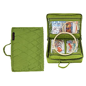 Yazzii Original Craft Organizer Tote Bag - Portable Storage Bag Organizer - Multipurpose Storage Organizer for Crafts, Cosmetics & Jewelry. Green