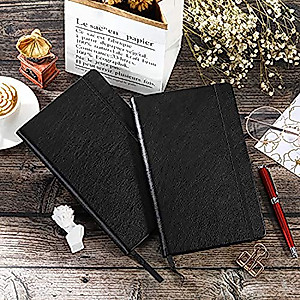 2 Pack Classic Ruled Notebooks/Journals - Premium Thick Paper Faux Leather Writing Notebook, Black, Hard Cover, Large, Lined (5.4 x 8.3)