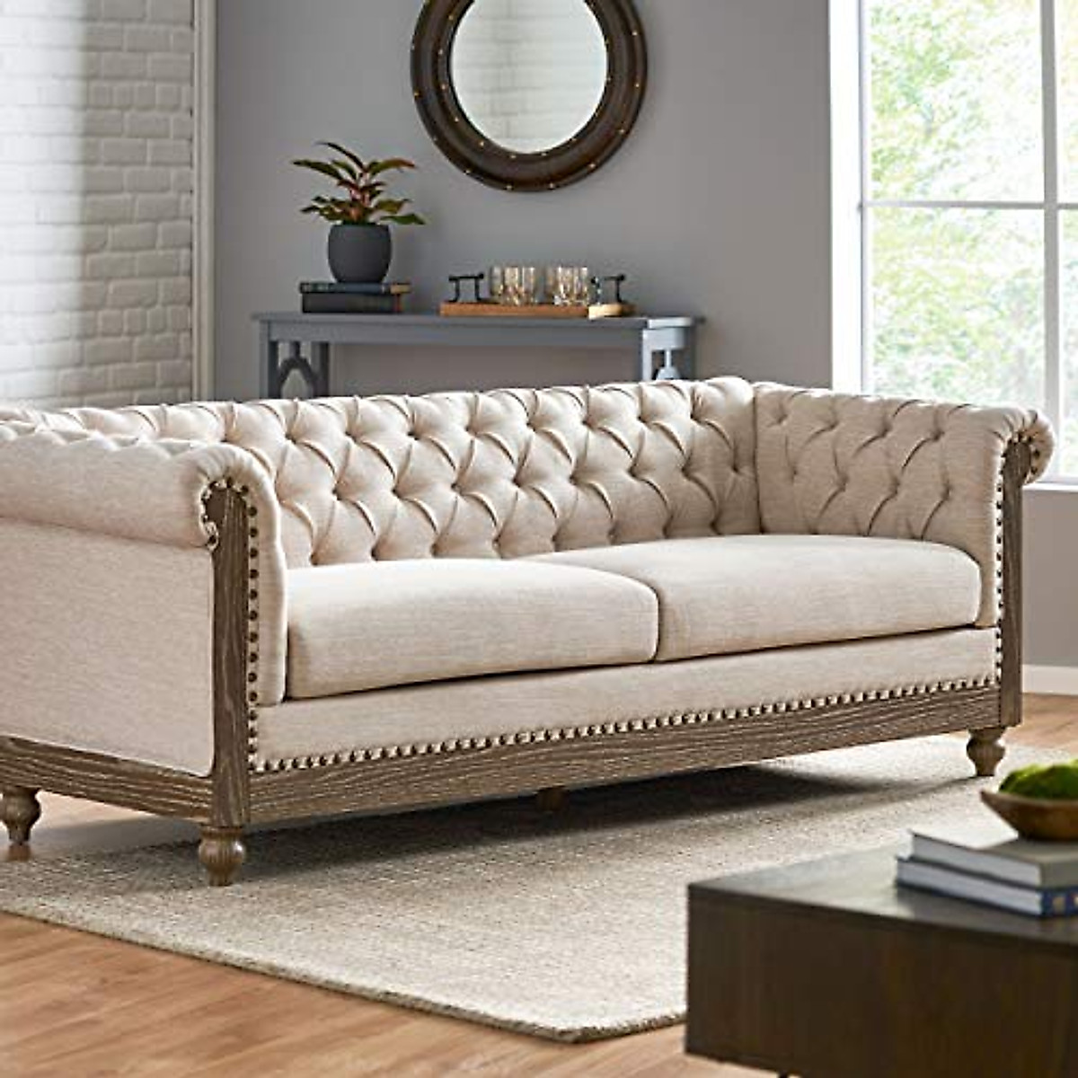 Christopher Knight Home Castalia Sofas, Beige + Dark Brown