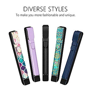 Fintie Pencil Holder with USB Adapter Pocket for Apple Pencil (1st and 2nd Generation), Premium Elastic Vegan Leather Sleeve Pouch Compatible with iPad Case, Black