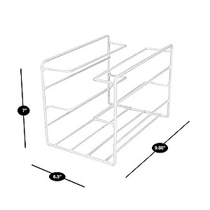 Smart Design 3-Tier Kitchen Foil Wrap Holder Organizer - Steel Metal Wire - Rust Resistant Finish - Pantry, Under Sink, Cabinet Organization - Kitchen (9.9 x 7 Inch) [White]