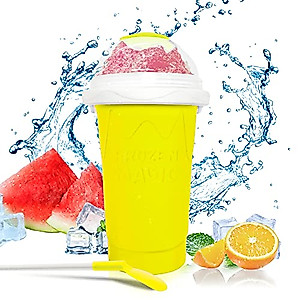 TUNISE Slushy Maker Cup, Slushy Squeeze Cup,DIY Quick Frozen Magic Cup,Double Layer Slush Cup Squeeze,Fasting Cooling Slushy Maker Cup,Suitable For Famliy Homemade Summer DIY Milk Shake Ice Cream Maker(Yellow)