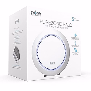 Pure Enrichment® PureZone™ Halo Medium Room Air Purifier, 2 Stage Filtration, Purifies Air of Smoke, Pollen, Dust, and Pet Hair - Easily Fits on Tables, Desks, and Nightstands (White)