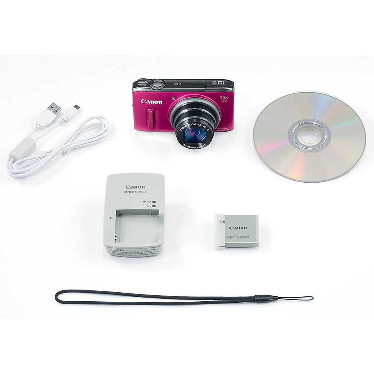 Canon PowerShot SX260 HS 12.1 MP CMOS Digital Camera with 20x Image Stabilized Zoom 25mm Wide-Angle Optical Lens and 1080p HD Video (Red)