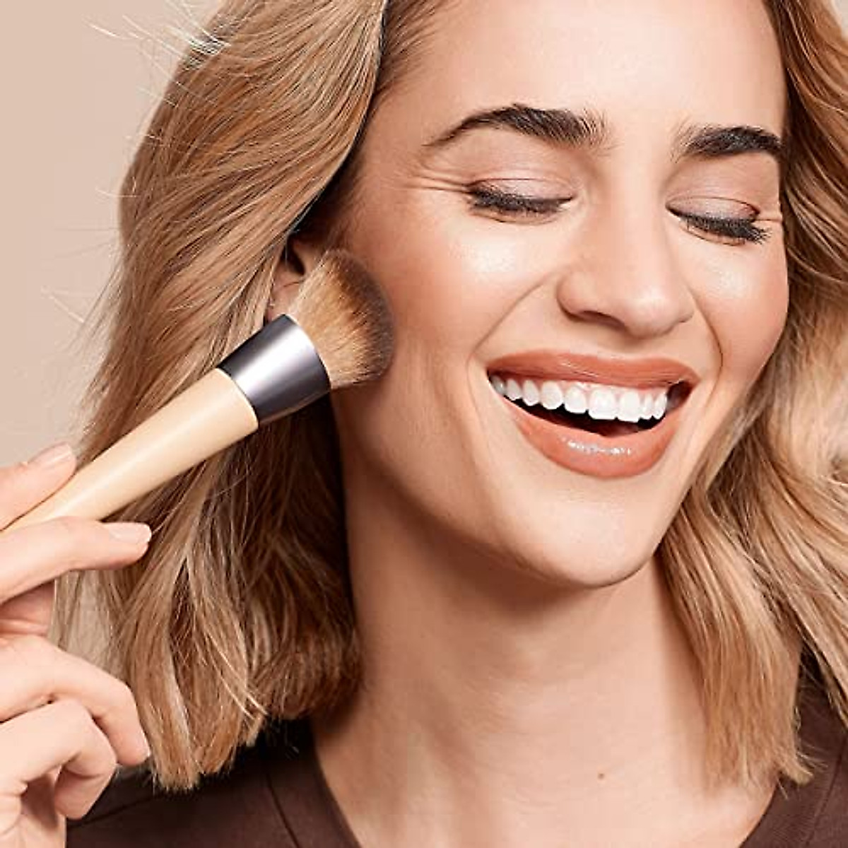 EcoTools New Natural Conceal, Enhance, & Sculpt Trio, Makeup Brushes For Foundation, Concealer, & Brows, Dense, Synthetic Bristles For Sculpting Face, Vegan & Cruelty-Free, 3 Piece Set