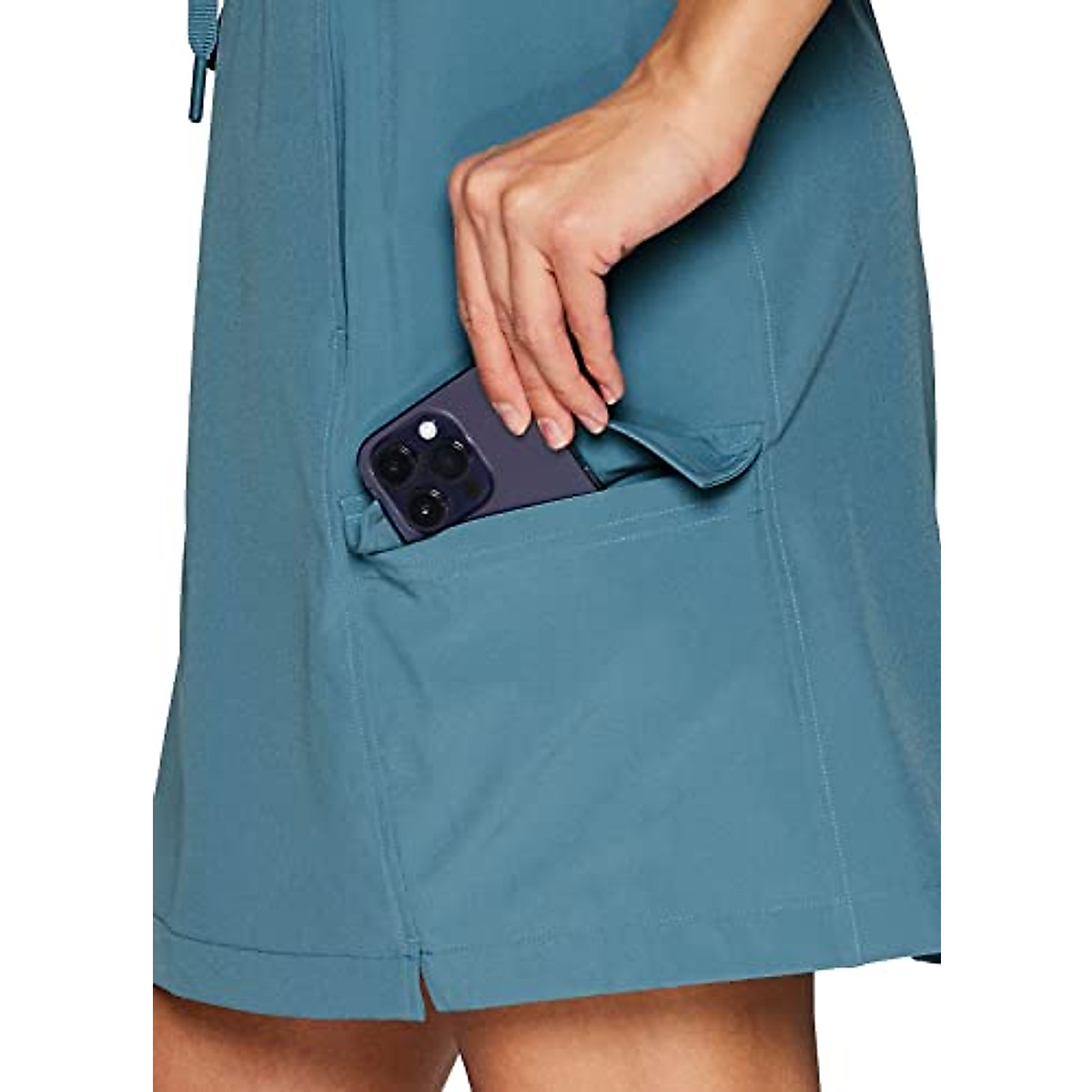 RBX Women's Quick Drying Skort with Cargo Pockets, Lightweight Breathable Stretch Woven Skort with Inner Compression Shorts, Active Skirt for Golf, Tennis, Sports, Long Cargo Teal