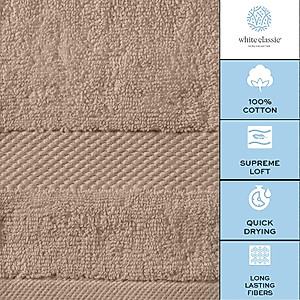 White Classic Luxury Bath Towels Set of 4 Large - 700 GSM Cotton Ultra Soft Bath Towels 27x54 | Highly Absorbent and Quick Dry | Hotel Towels for Bathroom Luxury, Plush Shower Towels, Taupe