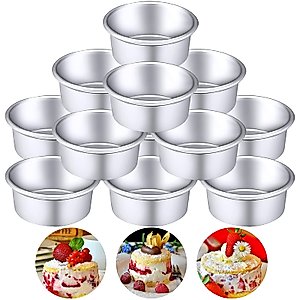Nuenen 12 Pieces Round Cake Pans 4 Inch Aluminum Round Mold Smash Cake Baking Pans Cheesecake Pans for Home Party Baking Supplies