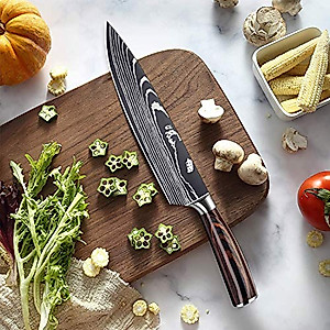 MDHAND Professional Kitchen Chef Knife Set, High-Carbon Stainless Steel Chef Knife Set, Chef Knife, Butcher knife, Bread Knife, 8 Piece Knifes set