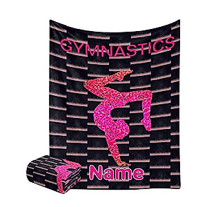 Custom Blanket Personalized Gymnastics Beautiful Soft Fleece Throw Blanket with Name for Gifts Sofa Bed 50 X 60 inches