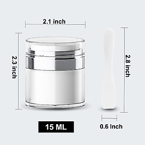 Cream Jar Vacuum Bottle with Cosmetic Spatula,TSA Approved Travel Bottles-Refillable Travel Size Containers for Creams Gels Lotions Face Body Hand Cream(2 Pieces)