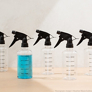 Youngever 6 Pack Empty Plastic Spray Bottles, Spray Bottles for Hair and Cleaning Solutions (12oz)