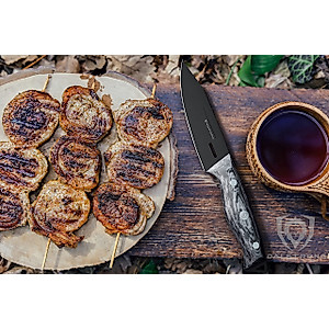 DALSTRONG Delta Wolf Series Santoku Knife 7" Bundled with Delta Wolf Series Paring Knife 4" with PU Leather Sheath - Black Titanium Nitride Coating - G10 Camo Handle