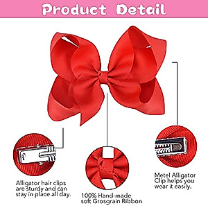 Oaoleer 30 Colors 6 Inch Hair Bows Clips Grosgrain Ribbon Bows Hair Alligator Clips Hair Barrettes Hair Accessories for Girls Toddler Infants Kids Teens Children