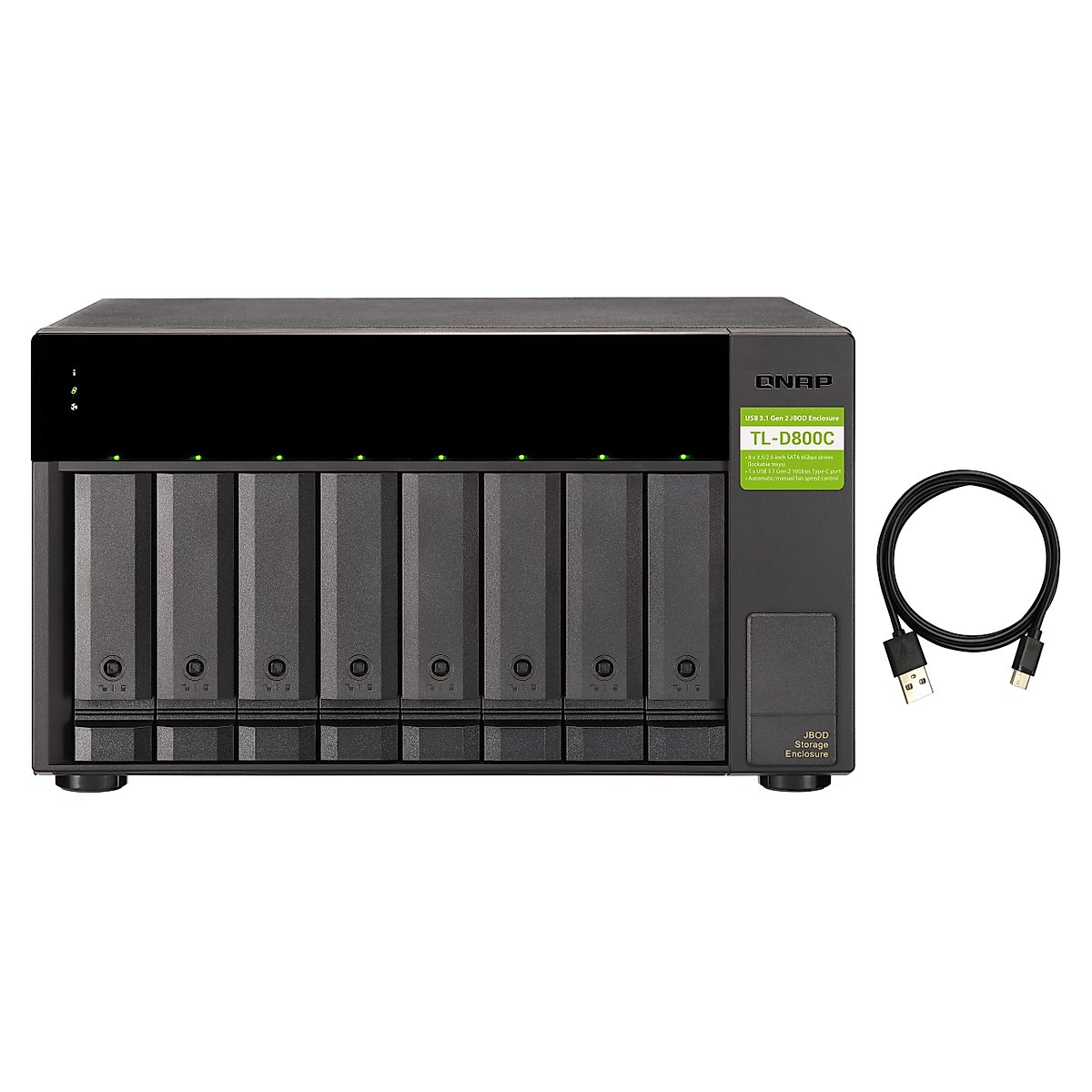 QNAP TL-D800C 8 Bay Desktop JBOD Storage Enclosure with USB 3.2 Gen 2 Type-C Connectivity
