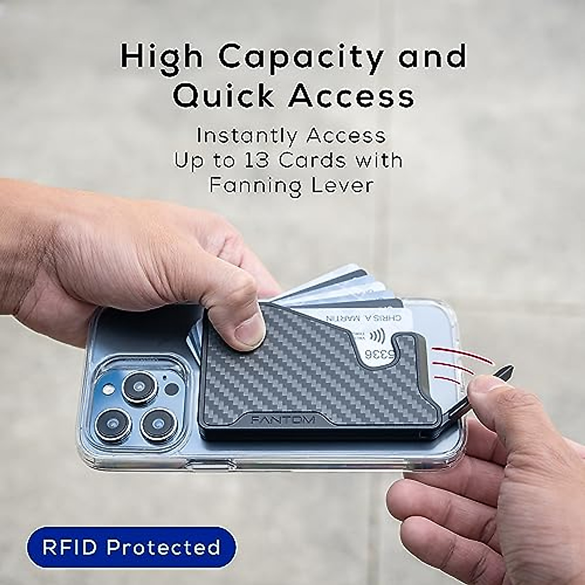 FANTOM M MagSafe® Wallet Compatible with iPhone 12/13/14/15/16 Mini/Plus/Pro/Max and MagSafe Accessories, RFID Aluminum Card Holder, Walnut, Regular Size Holds 7-13 Cards