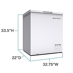 West Bend WB0700CFMW Chest Freezer with Adjustable Temperature Control, Free-Standing with Single Flip-Up Lid, Manual Defrost with Drain Perfect for Homes, Garages, Basements, 7-Cu.Ft, White