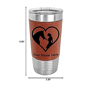 LaserGram 20oz Vacuum Insulated Tumbler Mug, Horse Cowgirl Heart, Personalized Engraving Included (Faux Leather, Basketball Style)