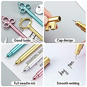 Key Shape Pen Vintage Key Gel Ink Pens Cute Novelty Pens Black Fine Point Pen for Office Stationary School Supplies(36 Pieces)