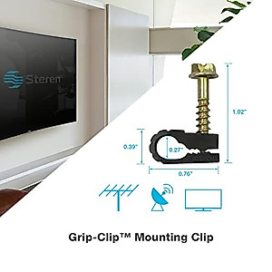 Coaxial Cable Clips - Cable Holder - Wire Clips - Siding Clips For Hanging - Cord Holder For Desk - Cable Clamps - Cord Clip - Wire Organizer Clips - Tv Mount Screws - Black - 100 Count (Pack oF 1) - STEREN