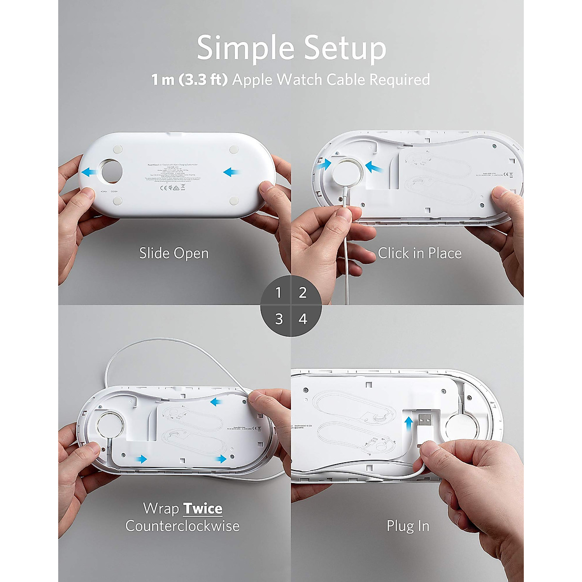 Anker Wireless Charging Station for Apple Products, PowerWave 3-in-1 Qi-Certified Pad for Apple Watch, iPhone 14/14 Pro/14 Pro Max/13, AirPods Pro (Watch Charging Cable & AC Adapter Not Included)