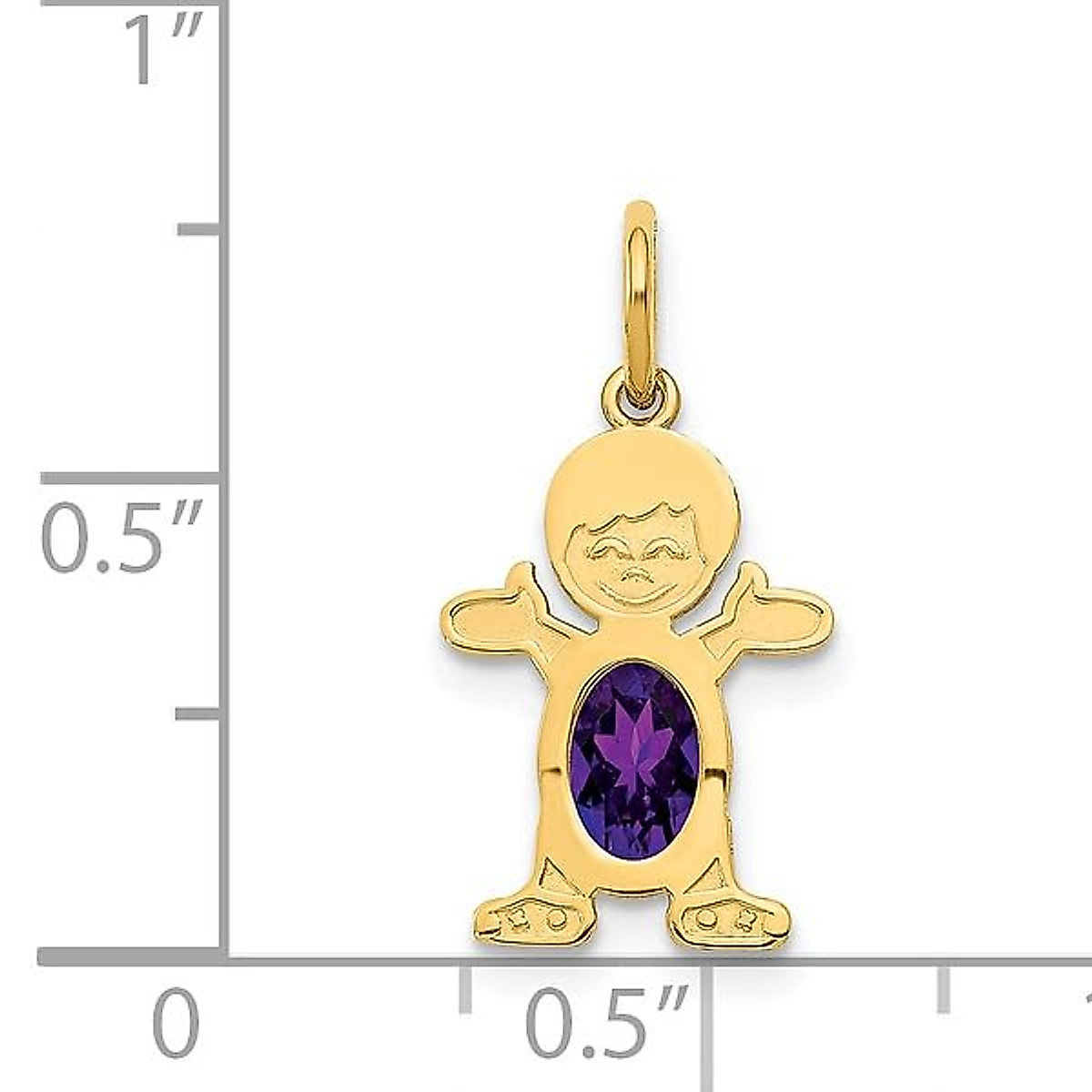 IceCarats 14K Yellow Gold Boy Oval Purple Amethyst Necklace Charm Pendant February Birthstone Jewelry (Amethyst) Only