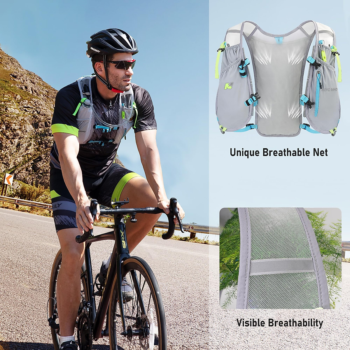 N NEVO RHINO Running Vest for Women, Water Backpack, Hydration Running Vest for Hiking, Trail Marathon Race, Ideal for Women and Men (Pack with 1.5L Water Bladder)