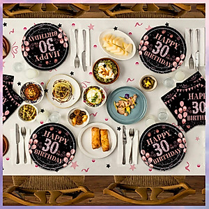 41PCS 30th Birthday Decorations for Women Black and Rose Gold 1995 Birthday Supplies Include Happy 30th Birthday Plates Napkins Tablecloths 30th birthday themes For Girls Women