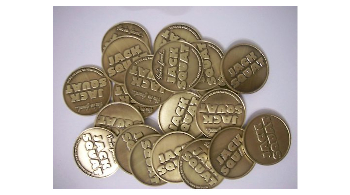 25 Jack Squat Geocoins - Durable Geocaching Tokens for Collectors