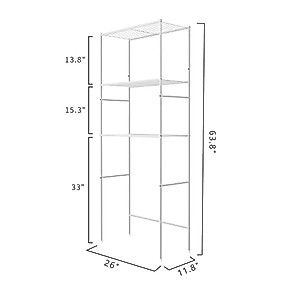 fusehome Over The Toilet Storage Rack, 3 Tier Over The Toilet Bathroom Organizer Shelf, Freestanding Space Saver Toilet Stands with 4 Hooks