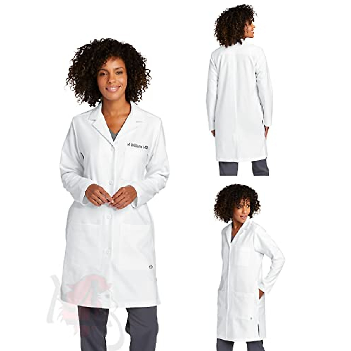 Womens Embroidered White Lab Coat - WonderWink® Long Lab Coat - Women's Long Lab Coat Lab Coat - Add a name - Business Name - Personalized Lab Coat with Name (XL)