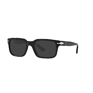 Persol PO3272S Rectangular Sunglasses, Black/Dark Grey Polarized, 53 mm