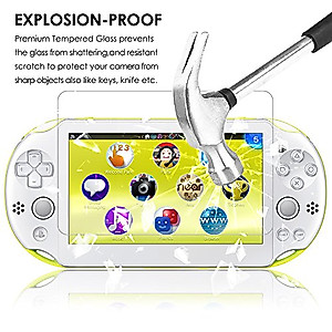 AFUNTA Screen Protectors Compatible Sony PlayStation Vita 2000 with Back Covers, 2 Pack (4 Pcs) Tempered Glass for Front Screen and HD Clear PET Film Compatible The Back, PS Vita PSV 2000