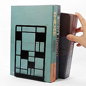 Book Ends, Bookends, Book Ends for Shelves, 3Pair Non Skid Metal Bookend for Heavy Books, Book Divider Decorative Holder, Abstract Art Design Book Stopper Supports for Office, Home