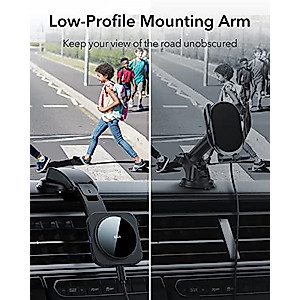 ESR Dashboard Magnetic Wireless Car Charger (HaloLock), Compatible with MagSafe Car Charger, Fast Charging, Dashboard Car Phone Holder Mount for iPhone 14/13/12 Series, Car Accessories, Black