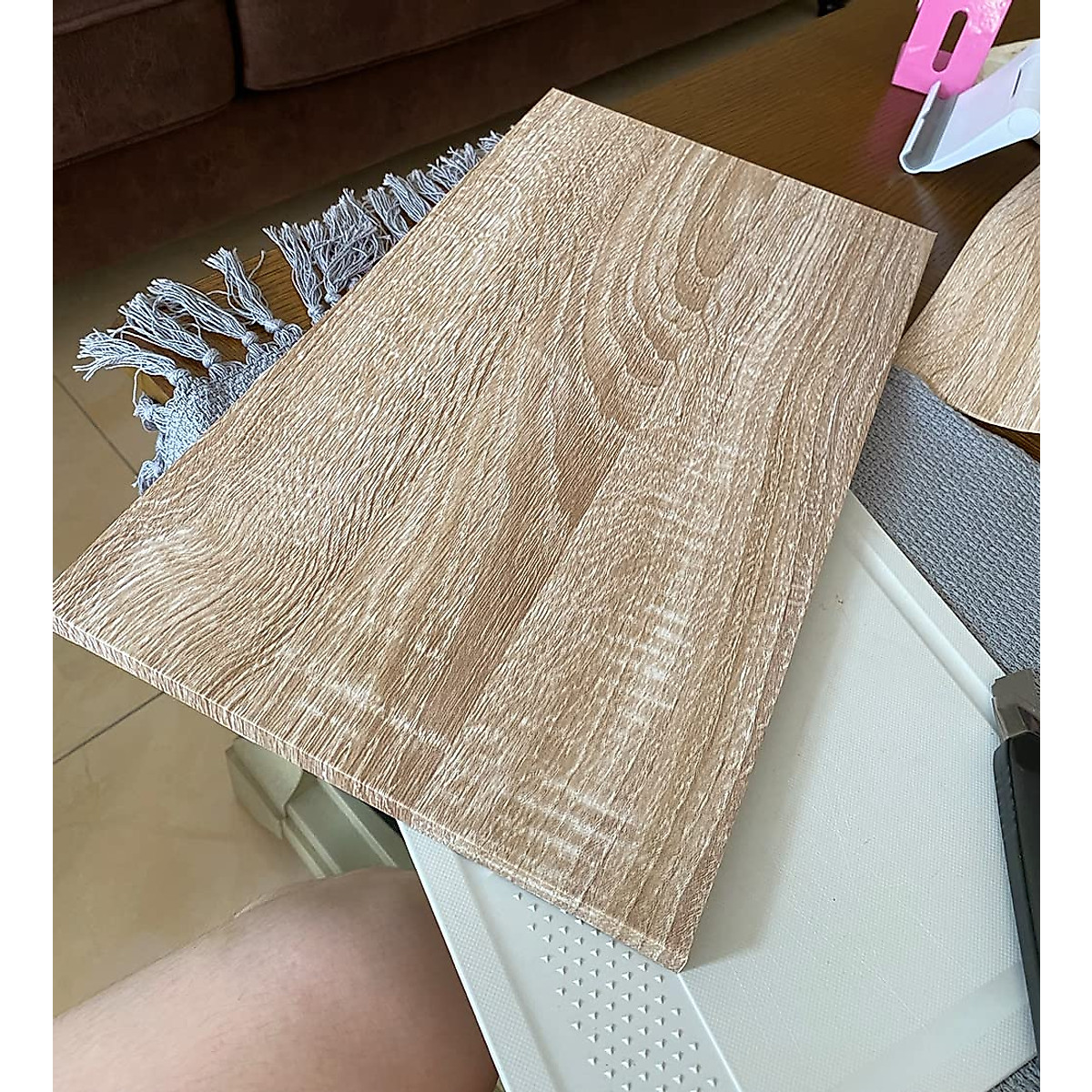 Self Adhesive Vinyl Rustic Light Wood Contact Paper Shelf Liner for Kitchen Cabinets Countertops Table Furniture Drawer Dresser 15.7x117 Inches