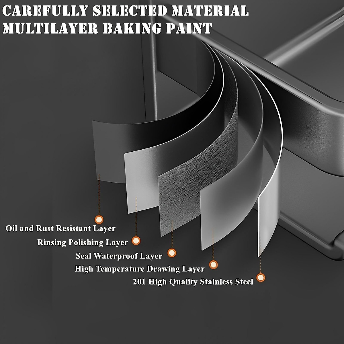 YuShiYan Nail-Free or Drilling Stainless Steel Detachable Floating Wall Mounted Shelves for Kitchen, Bathroom, Baking Paint Process, Corrosion and Rust Resistant, Set of 1 Gray